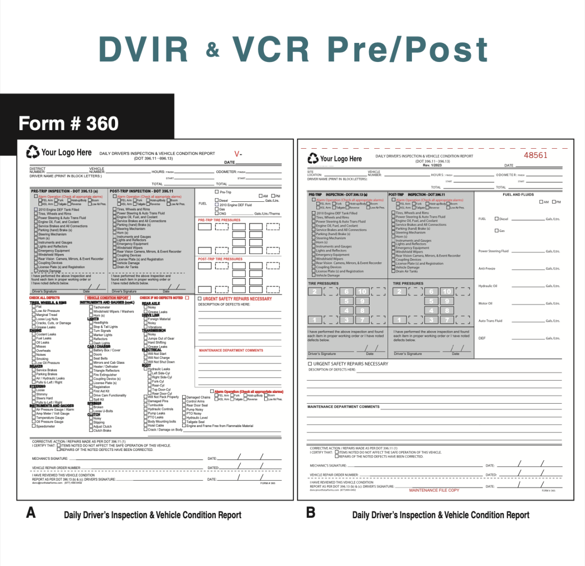 North Star Forms - DVIR's VCR's in stock - FAST SHIPPING!